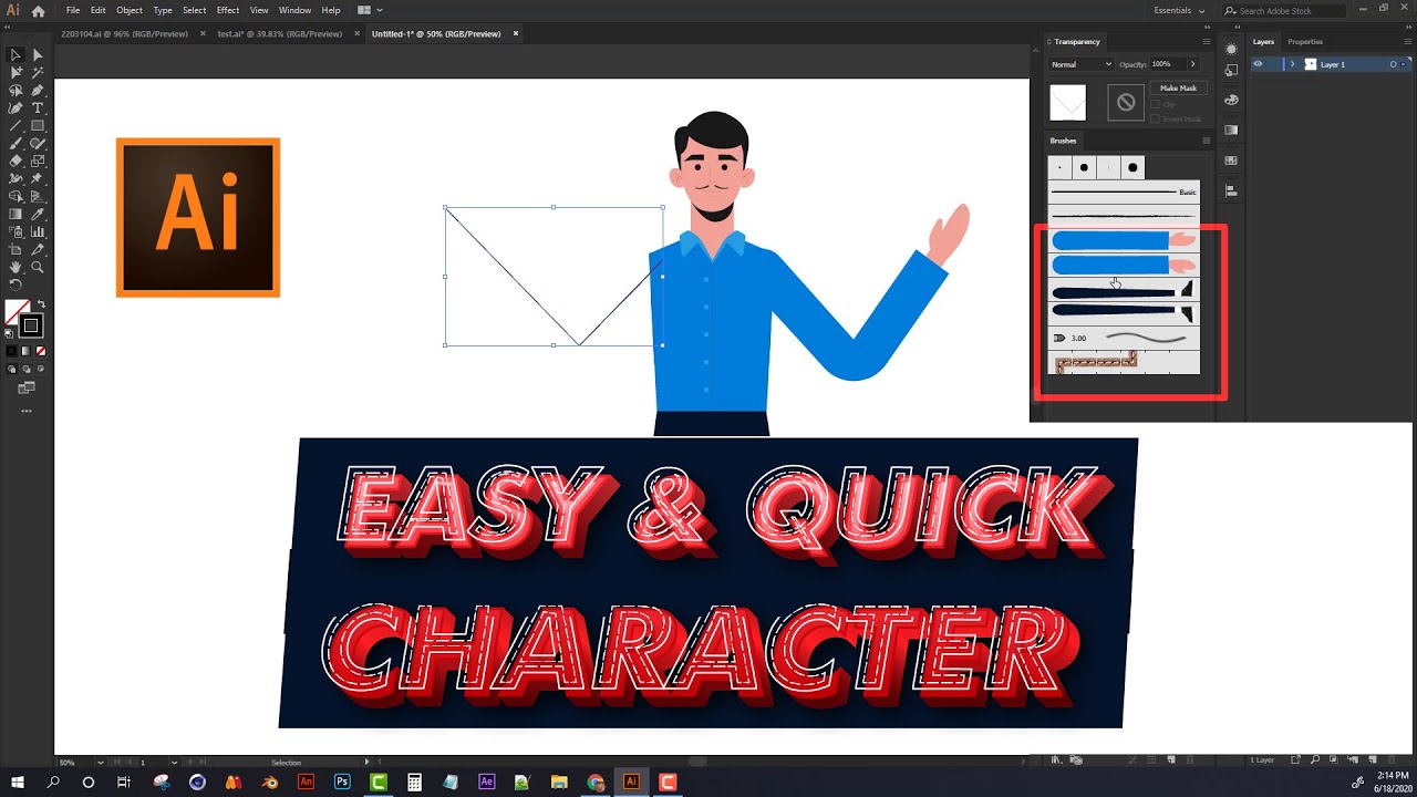 Most Easy & Quick Character Drawing Techniques With Illustrator - YouTube