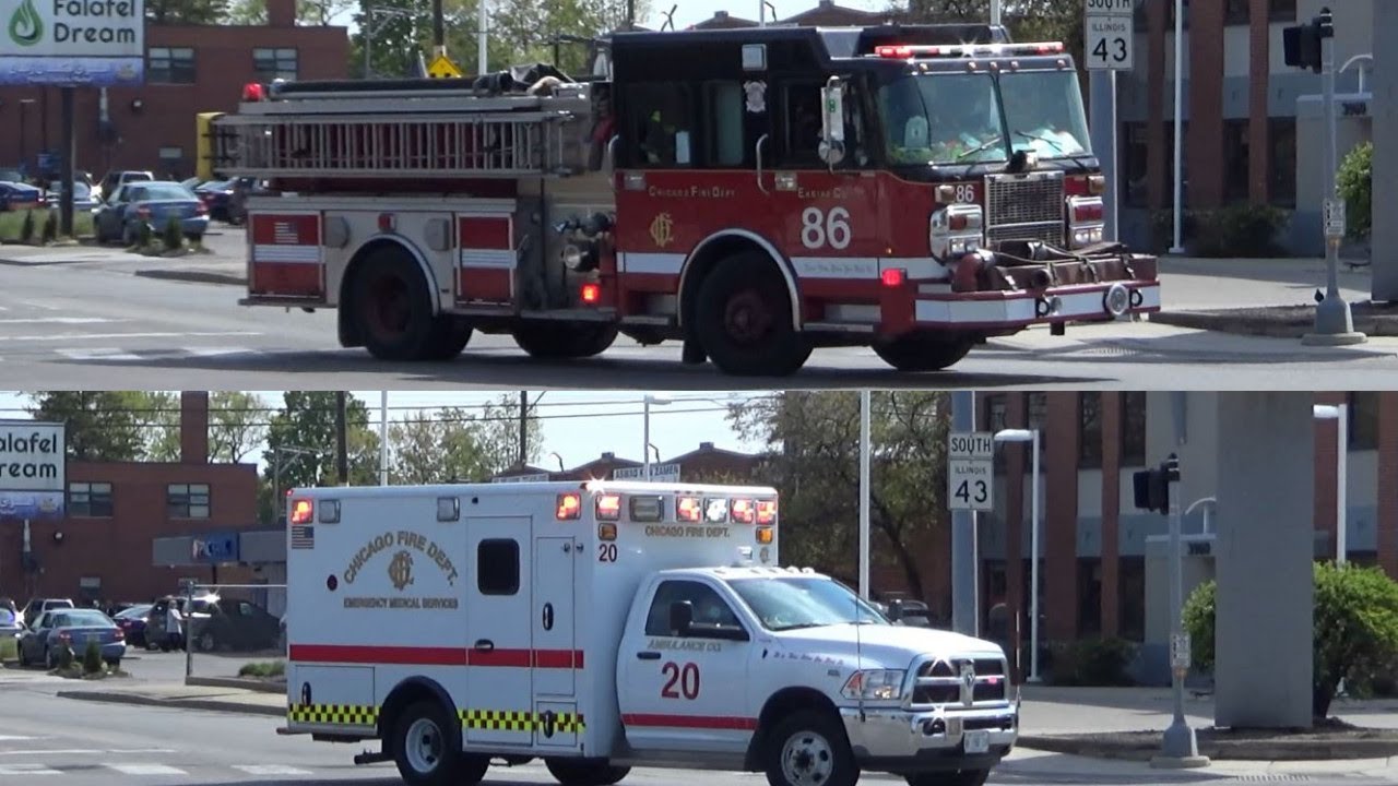 Chicago Fire Department Ambulance 20 & Engine 86 Responding - YouTube