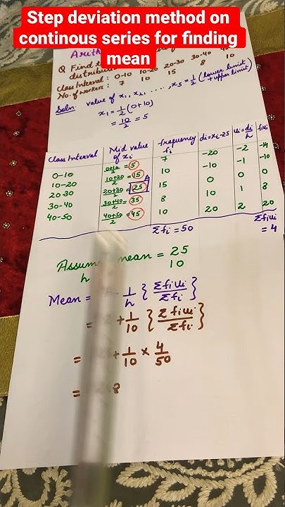 Step deviation method on continous series for finding arithmetic mean ...