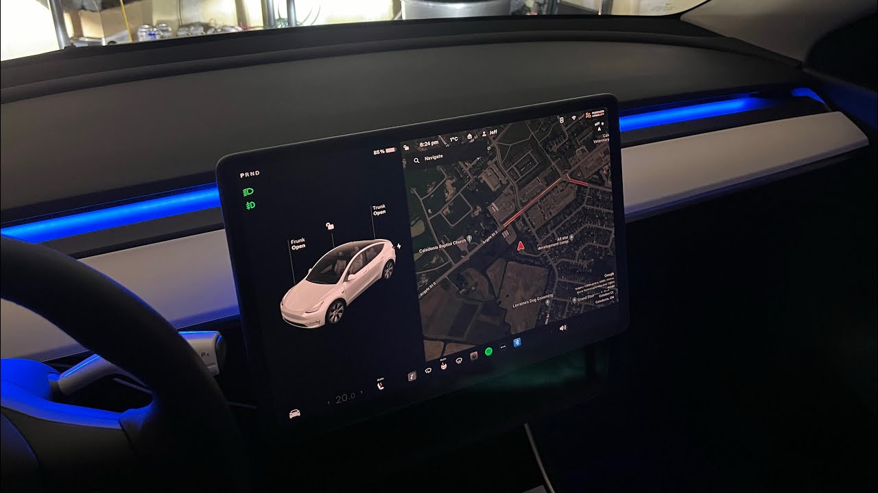 Tesla Model Y Ambient Lights from Abstract Ocean - YouTube
