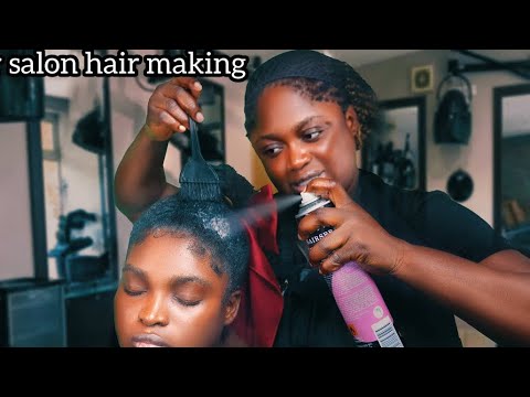 ASMR Hair Salon: Gel Application & Edge Laying, Ponytail Scalp Nitpicking, Braid loosening. ROLEPLAY