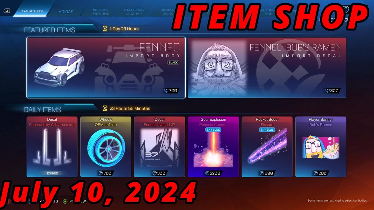 July 10 Rocket League Item Shop: BLACK FENNEC RETURNS! - YouTube