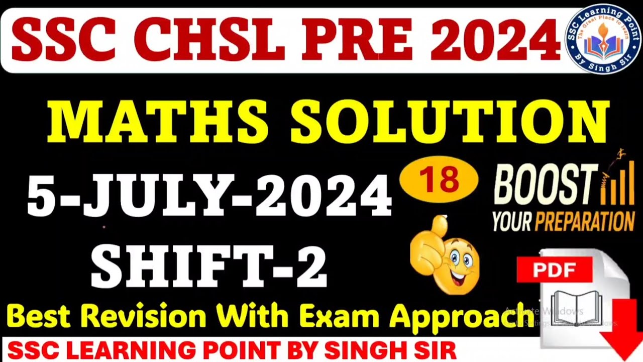 SSC CHSL Tier-1 2024 || CHSL (5 July 2024, Shift-2) Math Solved Paper ...