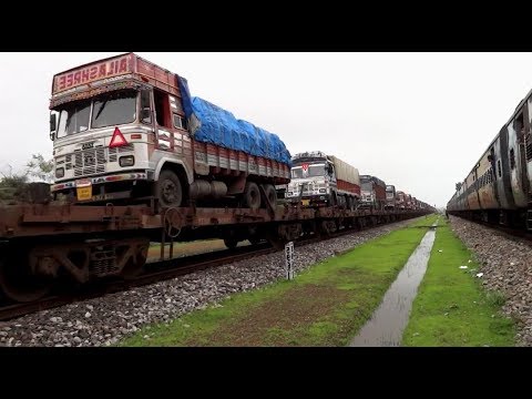 RO RO Train | Trucks on RAIL | Konkan Railway Service - YouTube