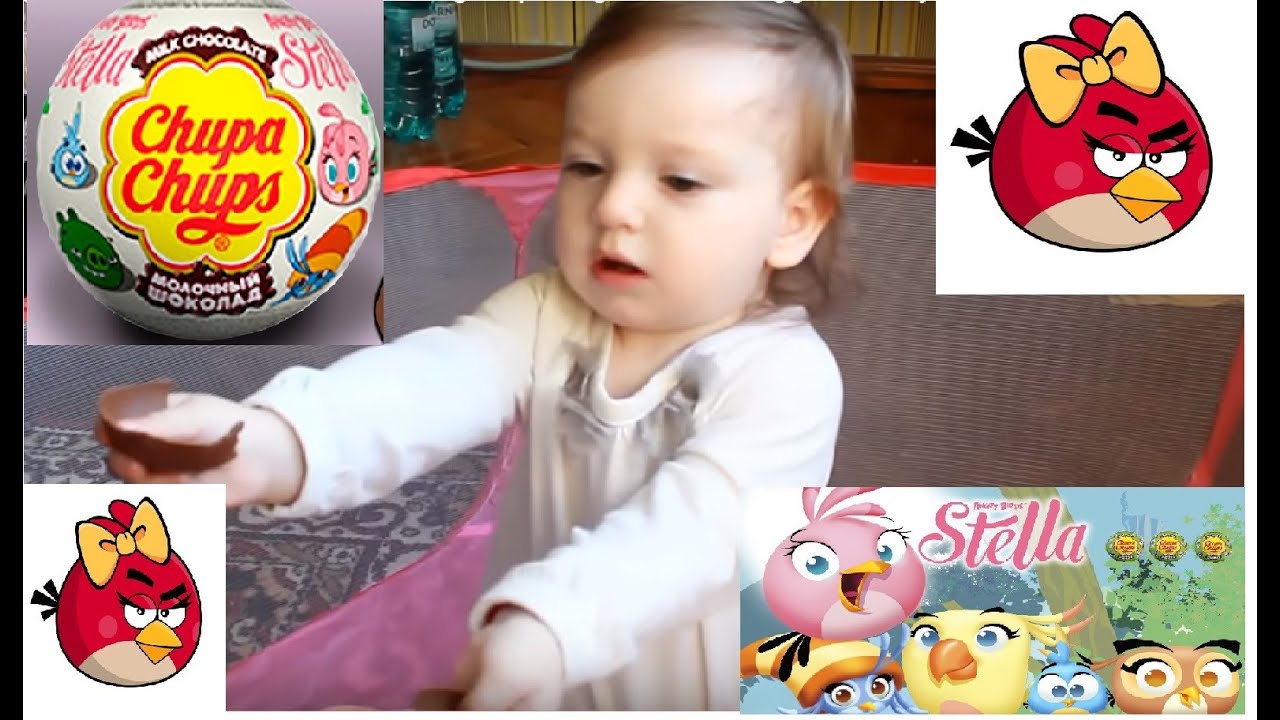 Surprise Eggs Angry Birds unboxing. Little girl opening chocolate eggs ...