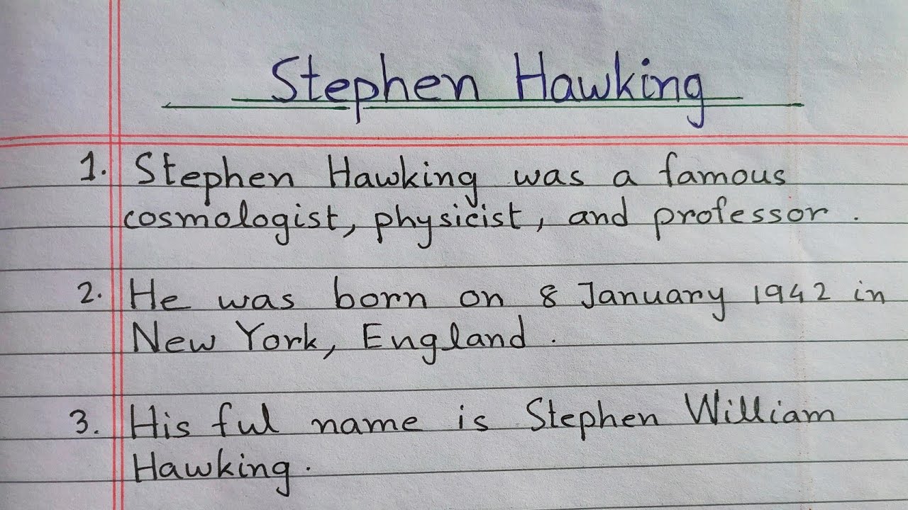 10 lines Essay on Stephen Hawking | Stephen Hawking Essay in English ...