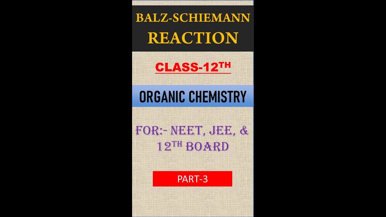 Balz-Schiemann Reaction | PART-3 | Class 12 Organic Chemistry | IIT JEE ...