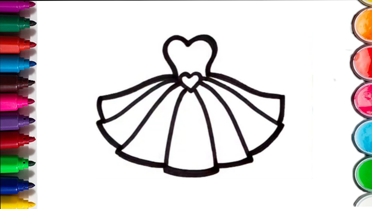 How to draw a Dress easy simple for beginner | Dress girl drawing and ...
