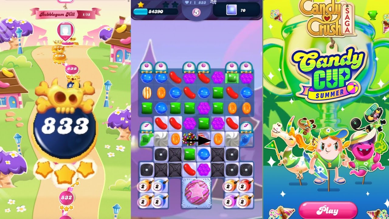 Candy crush saga level 833 । N Hard level। No boosters। Candy crush 833 ...