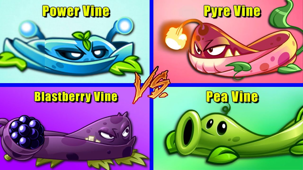 PVZ2 - POWER VINE vs PEA VINE vs PYRE VINE vs BLASTBERRY VINE - Who ...