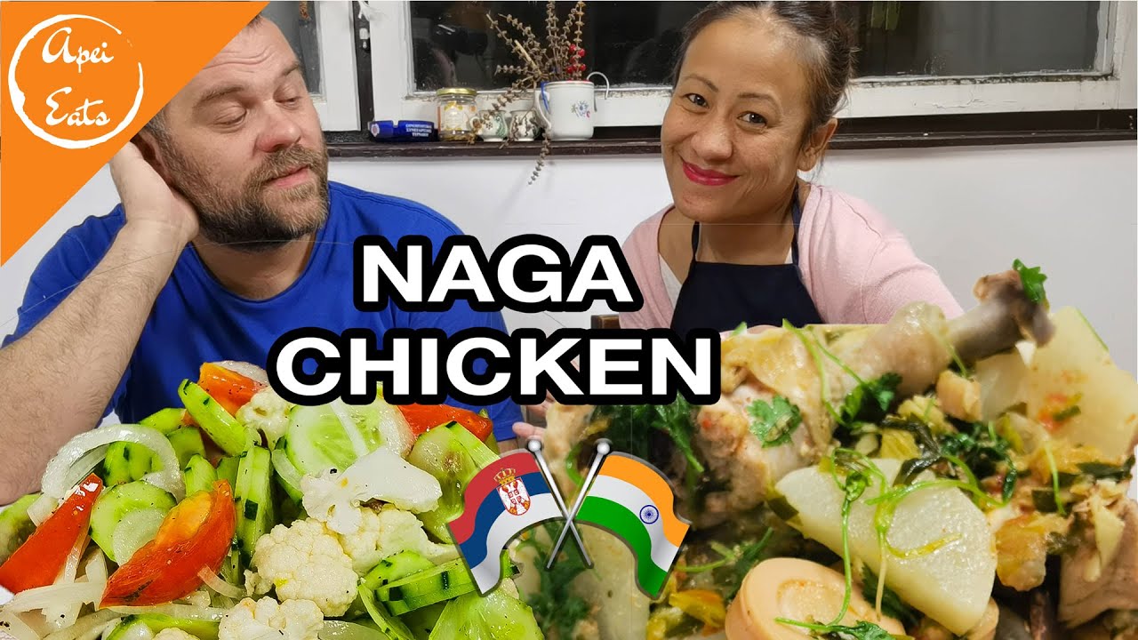 EATING NAGA STYLE SPICY CHICKEN WITH BAMBOO SHOOTS AND VEGGIES/FRY ...