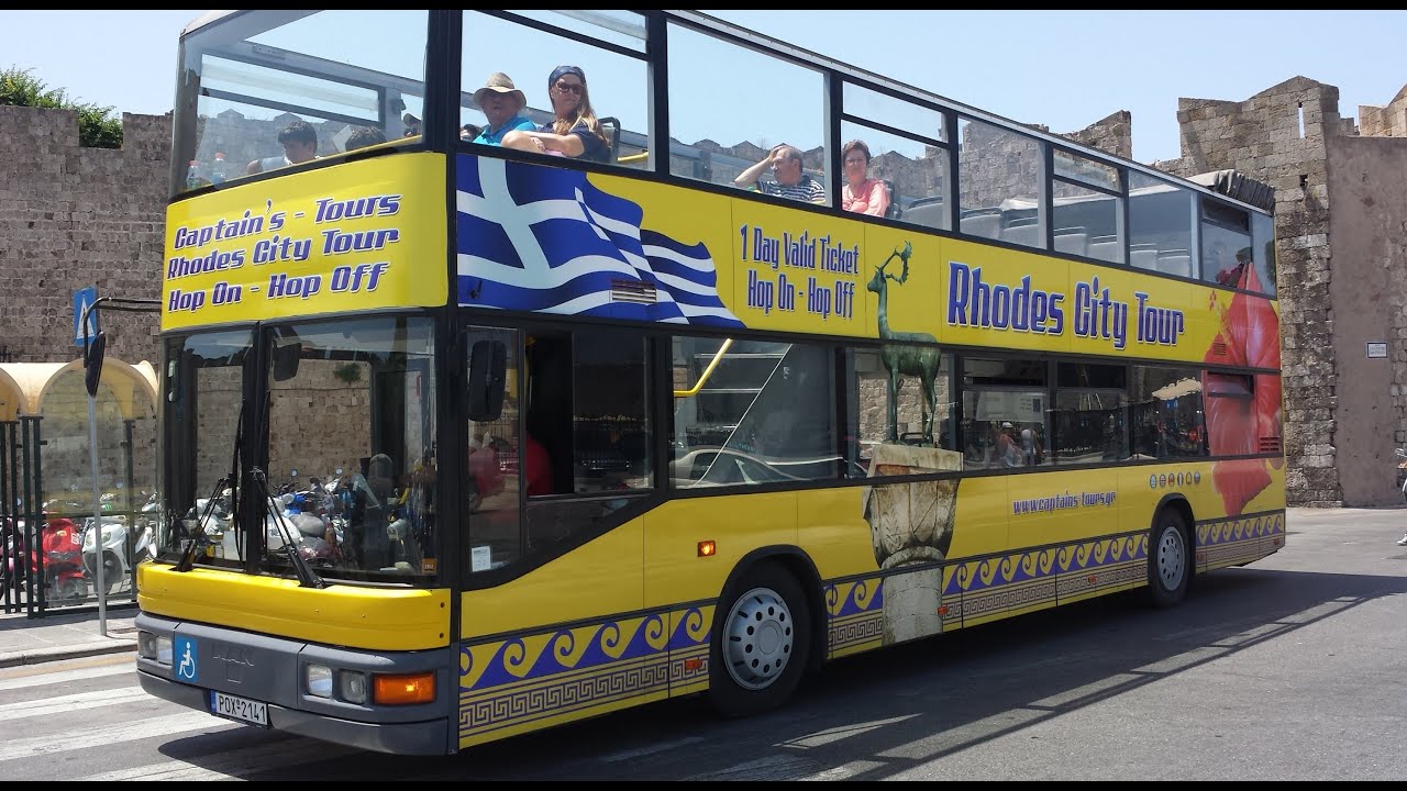 Hop On Hop Off Yellow Bus Rhodes - YouTube