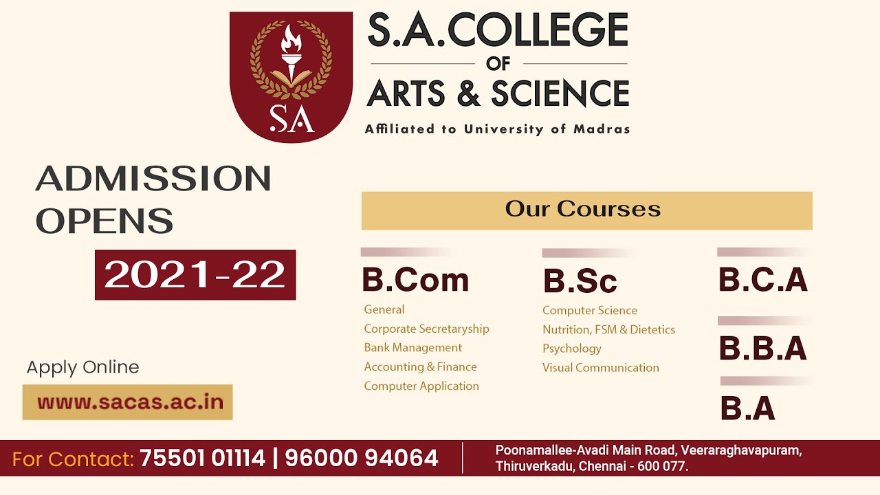 S.A. COLLEGE OF ARTS & SCIENCE - YouTube