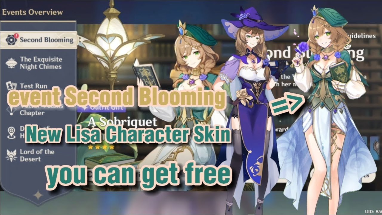 Genshin impact/Event Second Blooming:New Lisa Character Skin[you can ...