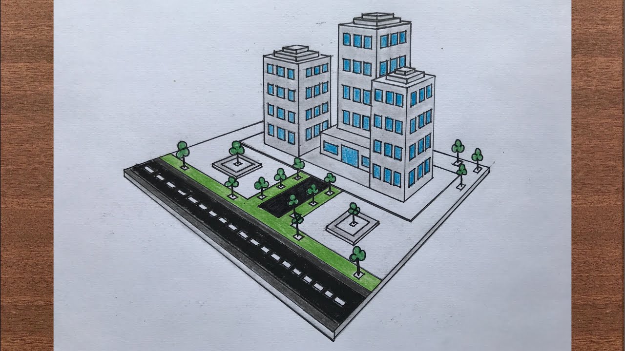 How to Draw a Township in 2-Point Perspective - YouTube