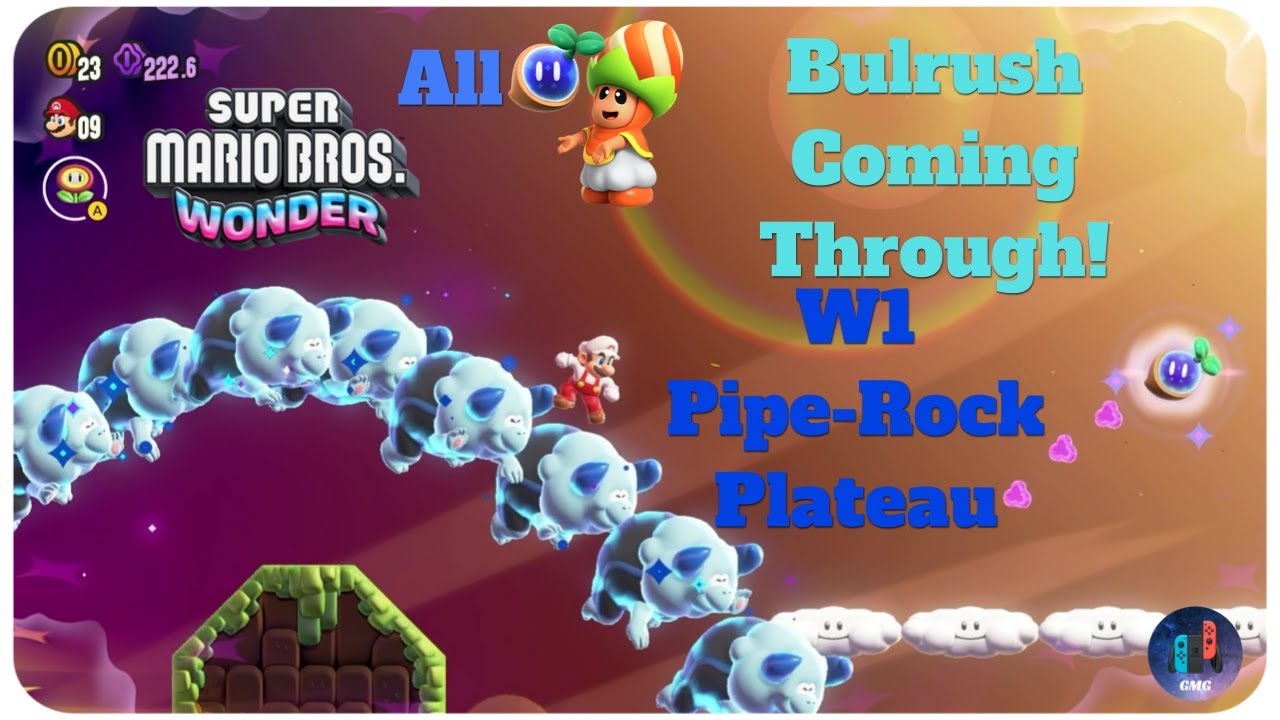 Super Mario Bros. Wonder W1 Pipe-Rock Plateau Bulrush Coming Through ...