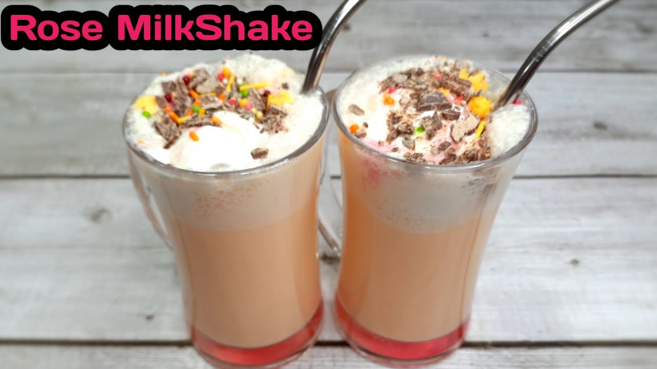 Rose milkshake | Rose milkshake with ice cream | Milkshake recipe ...