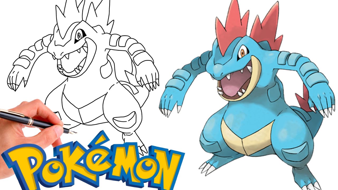 How To Draw FERALIGATR POKEMON #160 | Generation 2 - YouTube