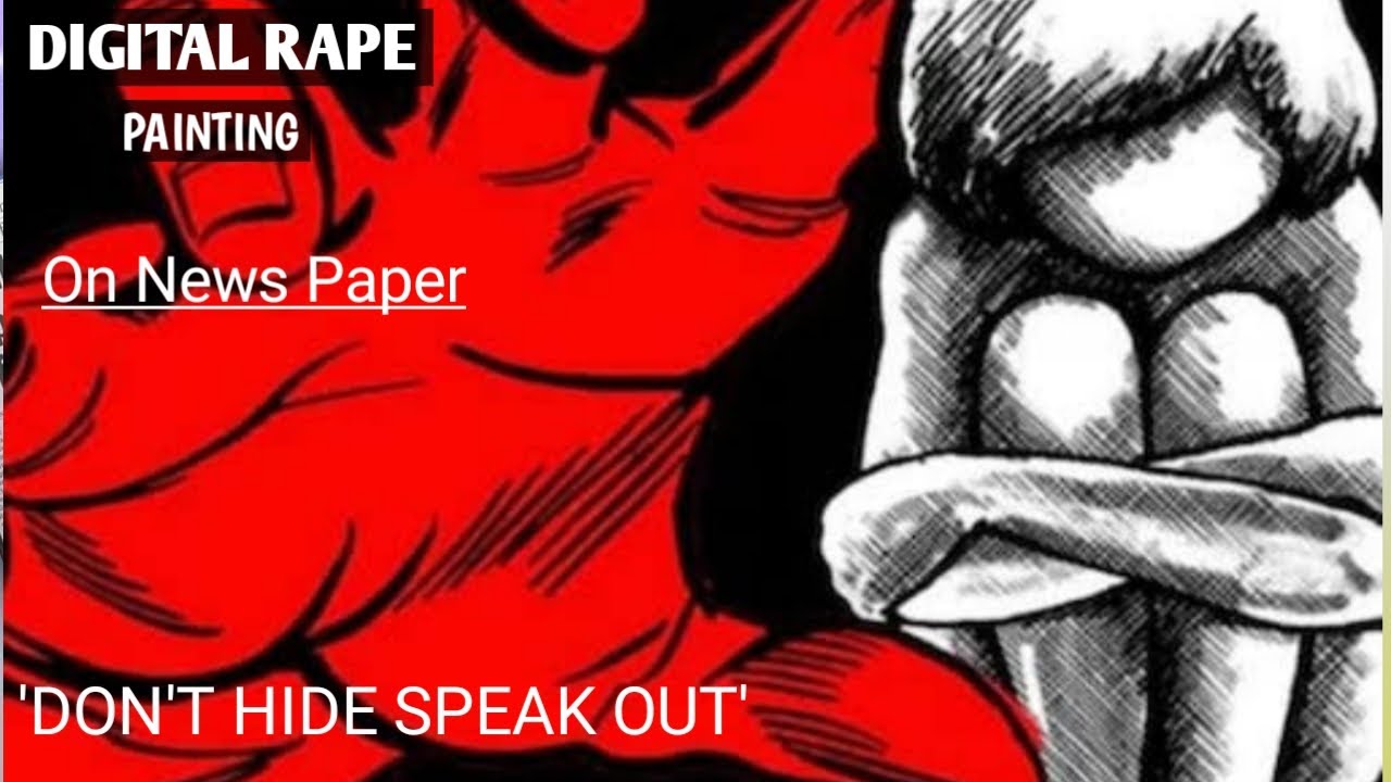 Stop Domestic Violence Drawing on Newspaper | Digital Rape Painting ...