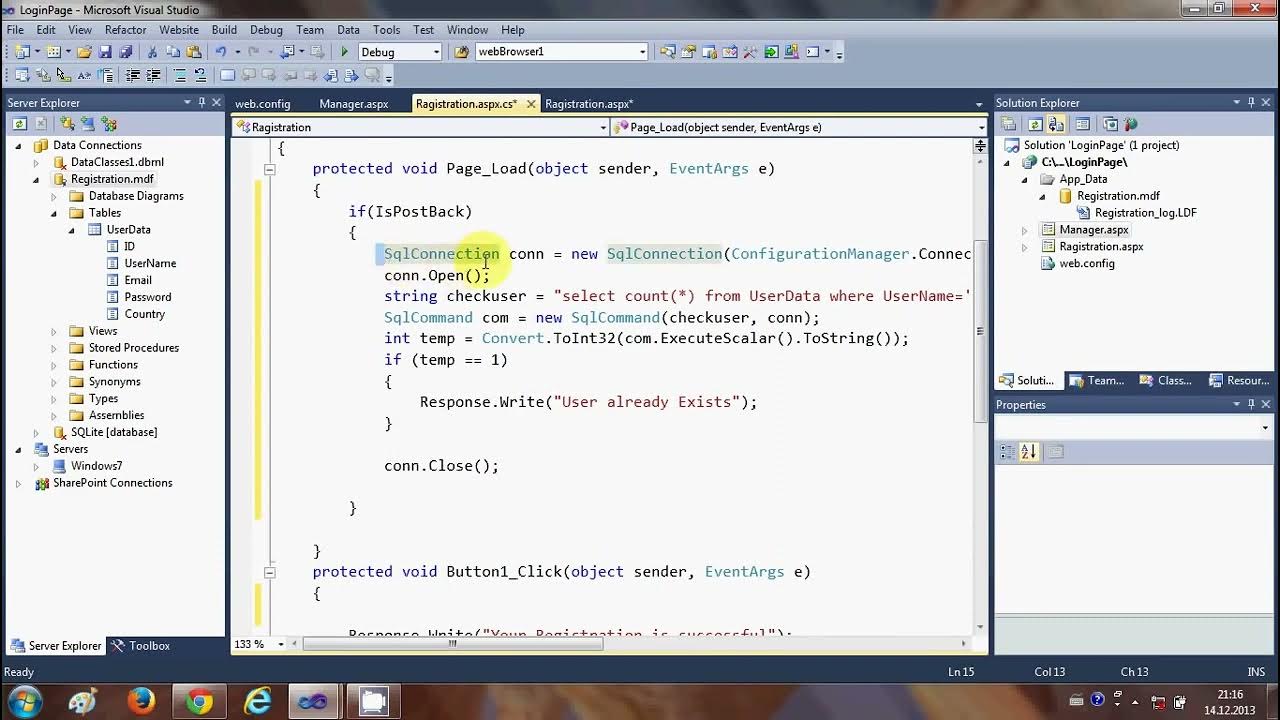 ASP NET Tutorial 4 How to Create a Login website Connecting Database to Registration Page - YouTube