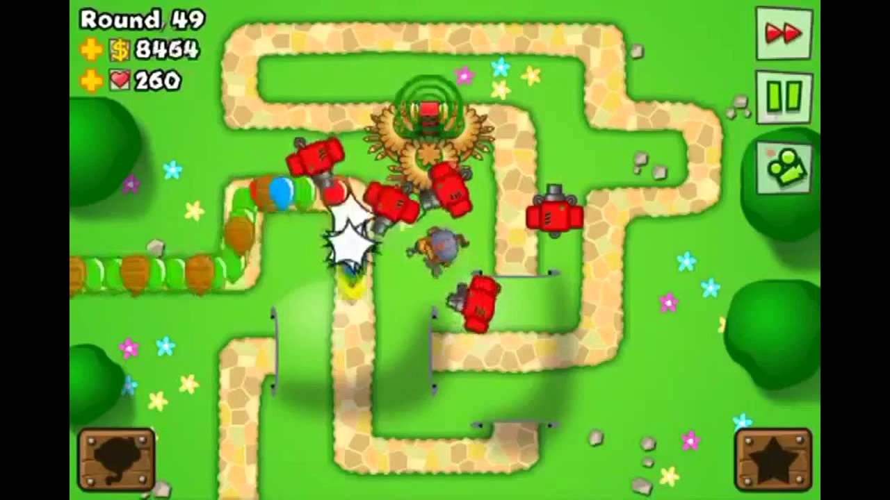 Bloons TD 5 - Beating Monkey Lane Easy with only 1 tower on iOS - YouTube