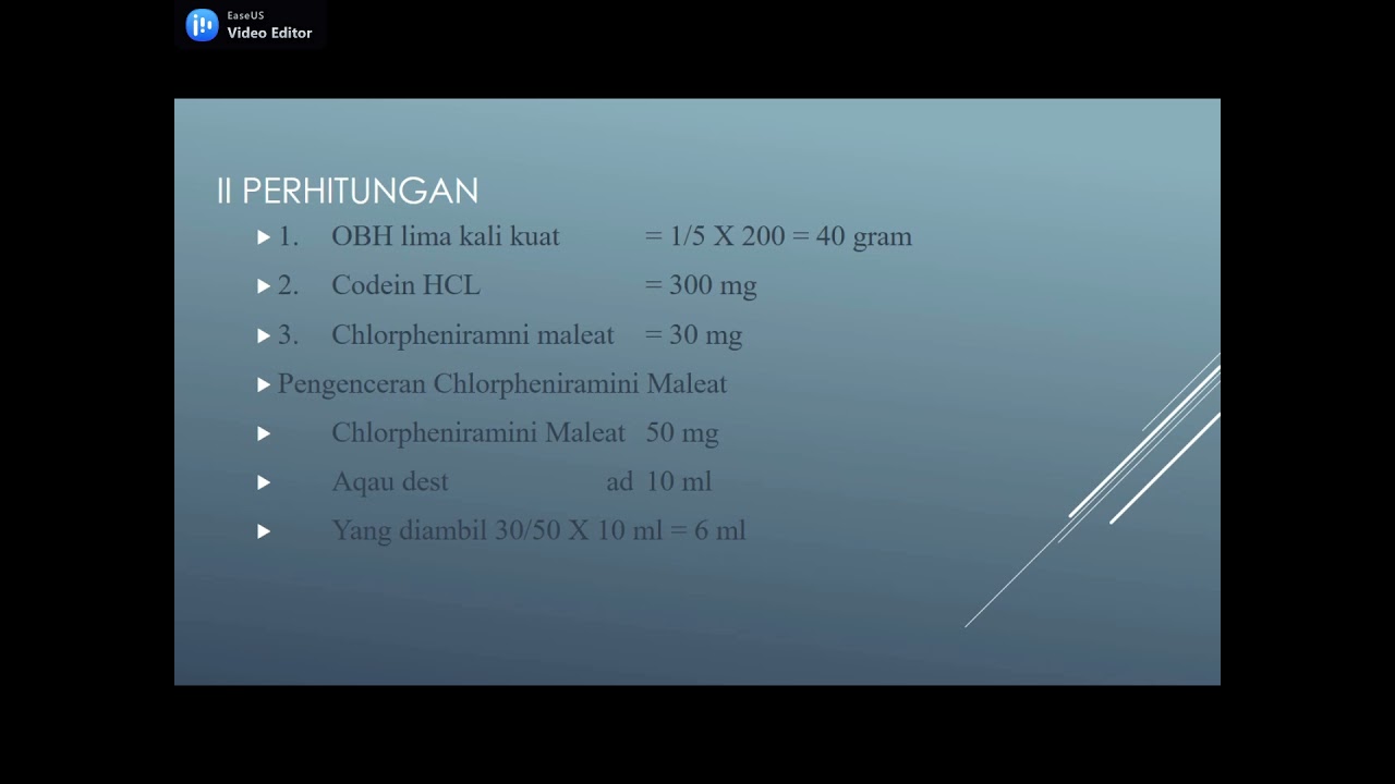 41 Formulasi resep mengerjakan Potio dengan OBH, CTM dan Codein HCL ...