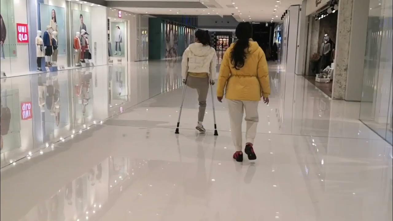 Beautiful One Leg Amputee Girl Crutching Youtube