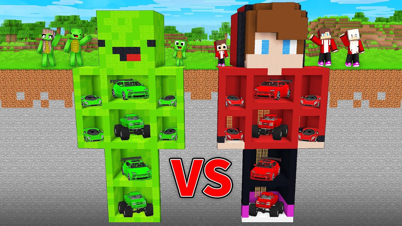 Mikey Family vs JJ Family BASE WITH CARS Battle in Minecraft (Maizen) - YouTube