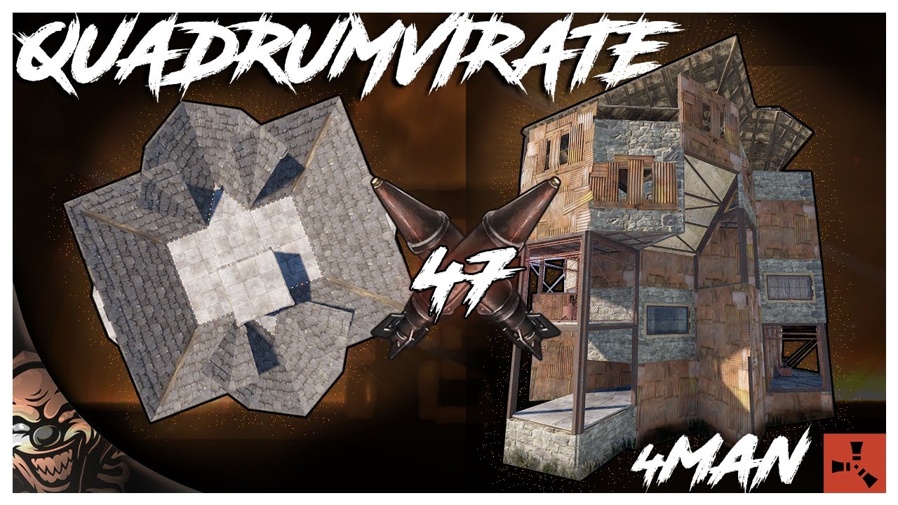 QUADRUMVIRATE - RUST CONSOLE 4 Man Open Core Bunker Base Design - YouTube
