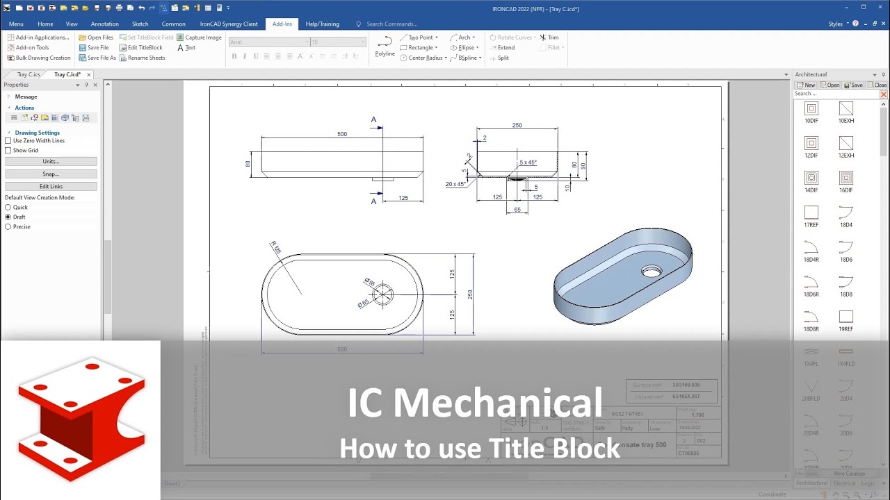 IronCAD Mechanical - How to Use TitleBlock - YouTube
