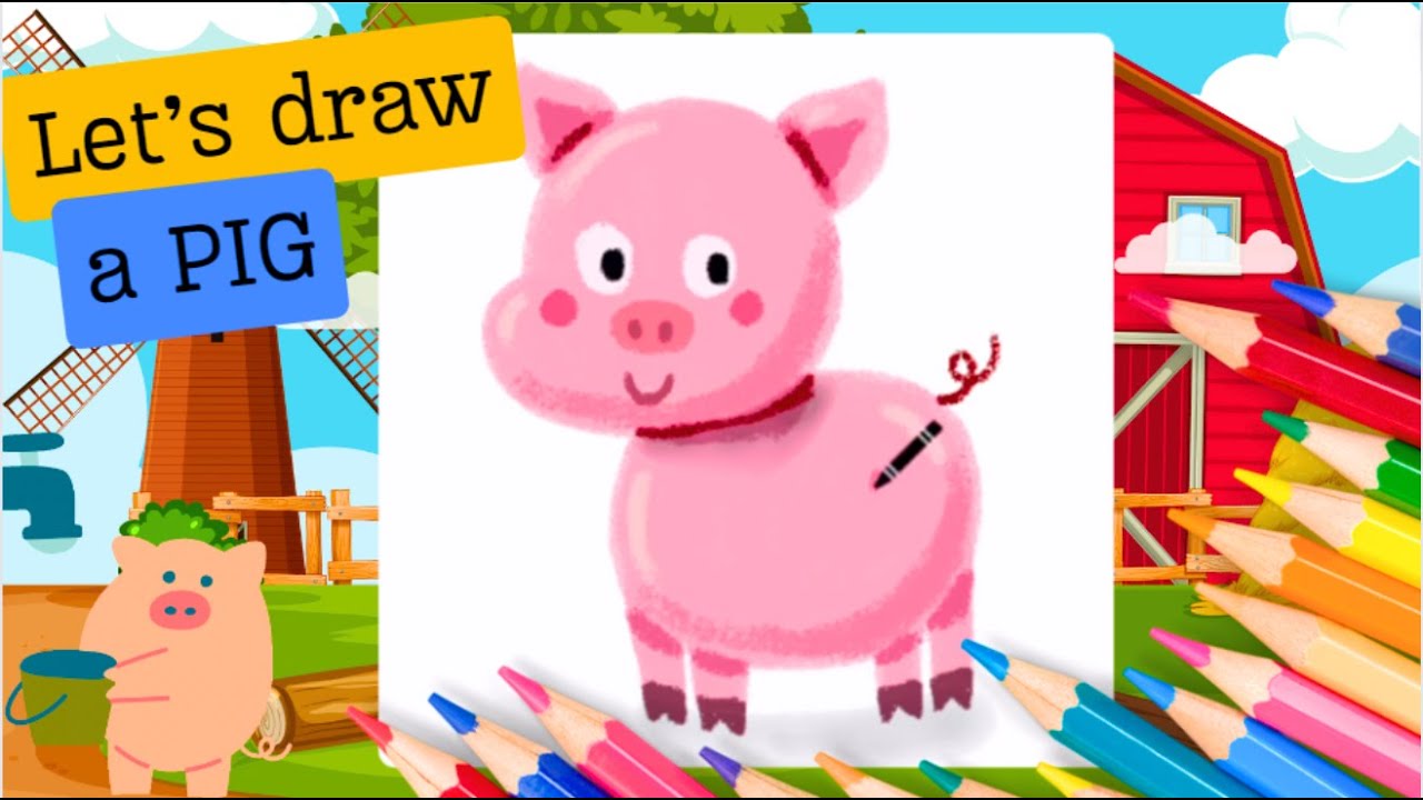 Learn to Draw Cute Pig! Coloring and Drawings / Fun and Easy Tutorial ...
