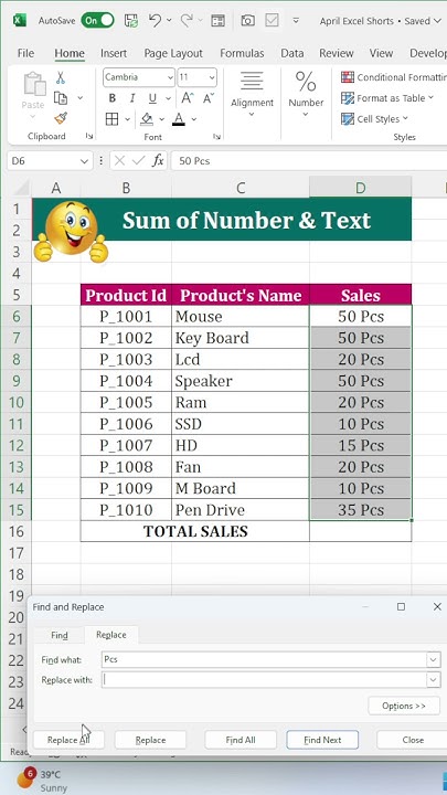 How to Sum Numbers with Text in Excel? #excel #exceltips #exceltutorial #ytviral #ytviralshorts ...