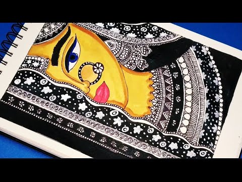 How to draw a girl face step by step | Mandala Girl | Indian Bride ...