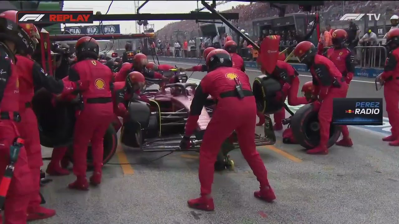 Sergio Perez running over Ferraris wheel gun | F1 2022 Dutch Grand Prix ...