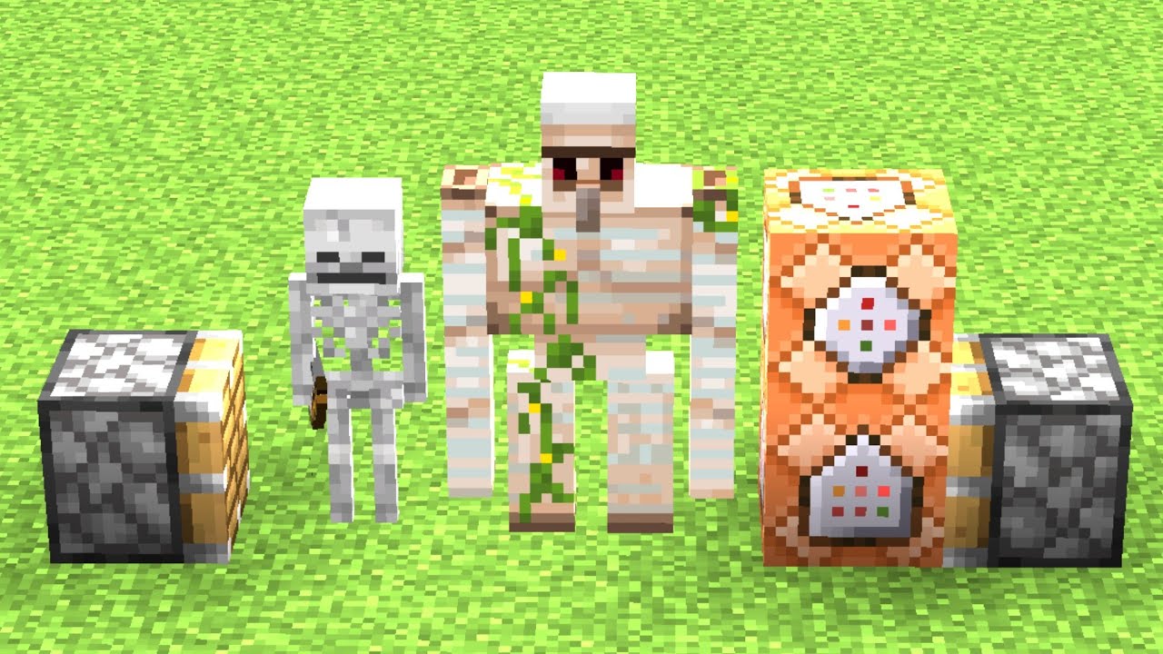 skeleton + iron golem + command block = ? - YouTube