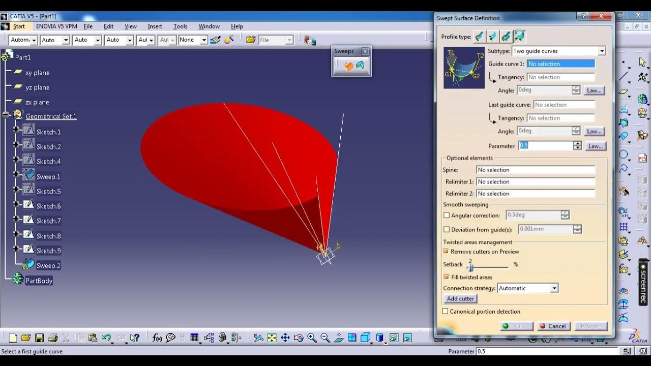 HOW TO USE SWEEP COMMAND IN CATIA V5 - YouTube