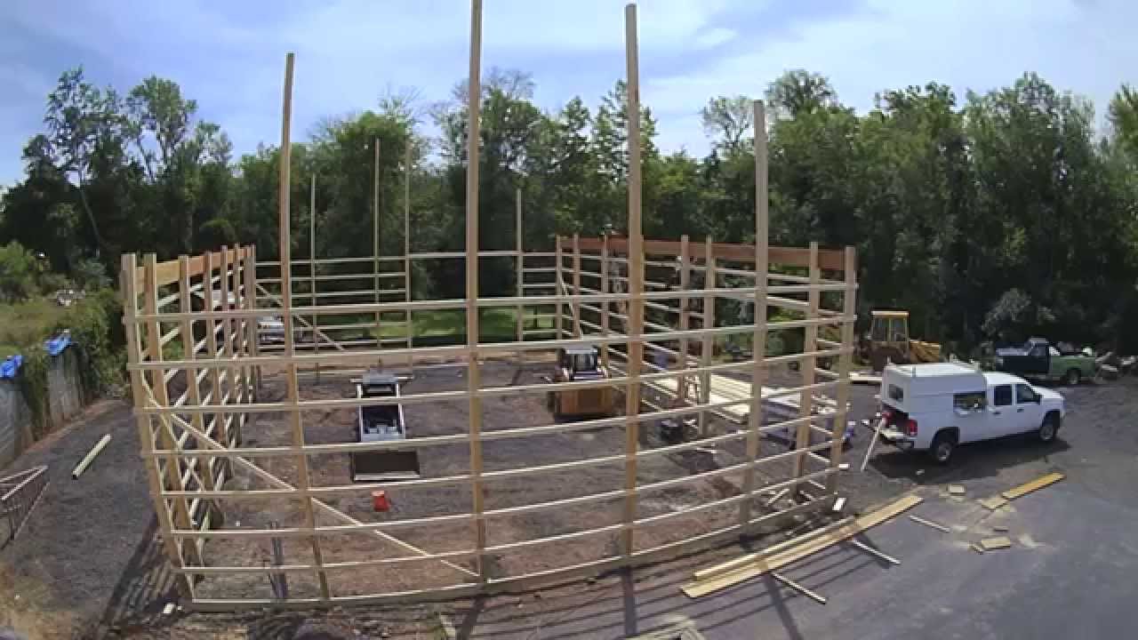 Our New Shop, Pole Building Construction Time Lapse Day 2 - YouTube