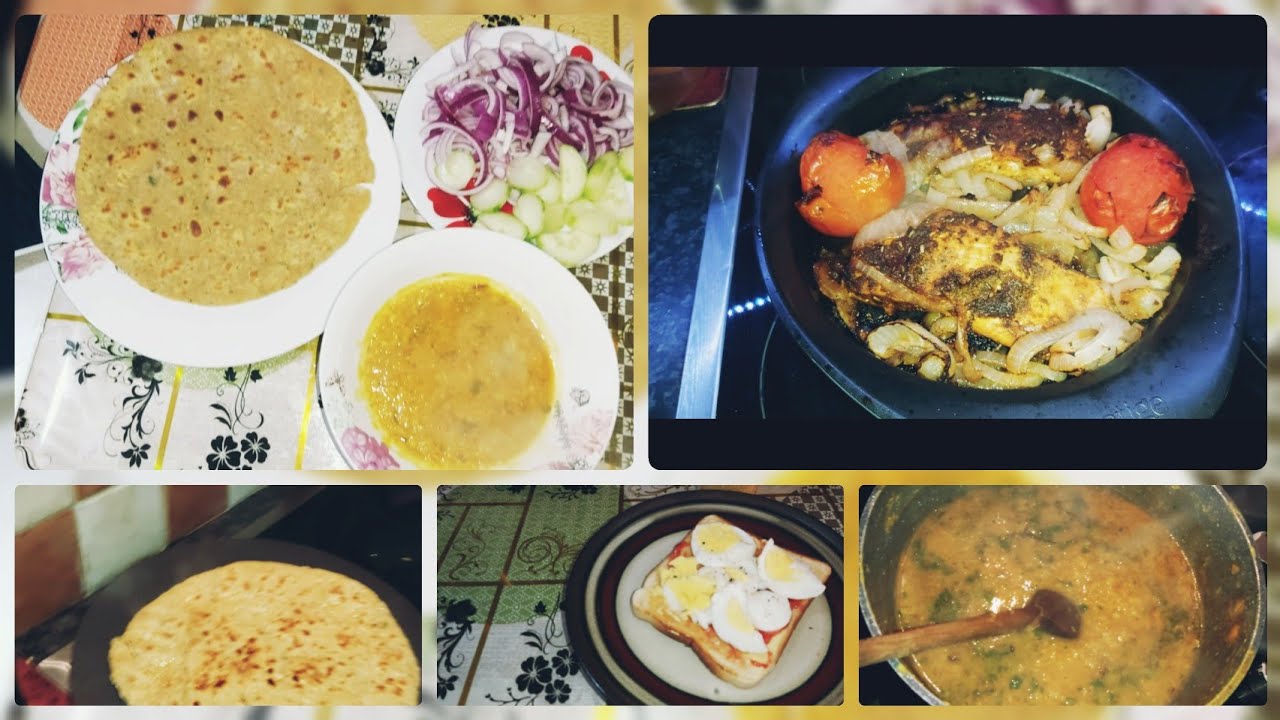 Khatti masoor daal with basani roti..💓 Salmon fish masla grill ...