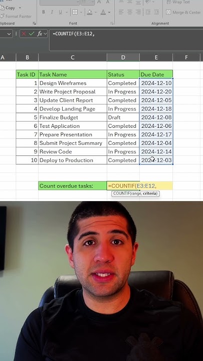 Track Overdue Tasks in Excel: Use COUNTIF to Return Times! - YouTube