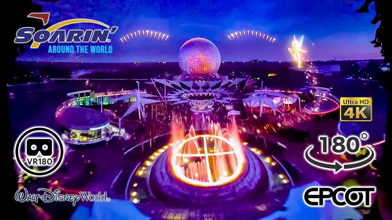 VR 360 4K Soarin' Around the World Low Light On Ride POV EPCOT Walt ...