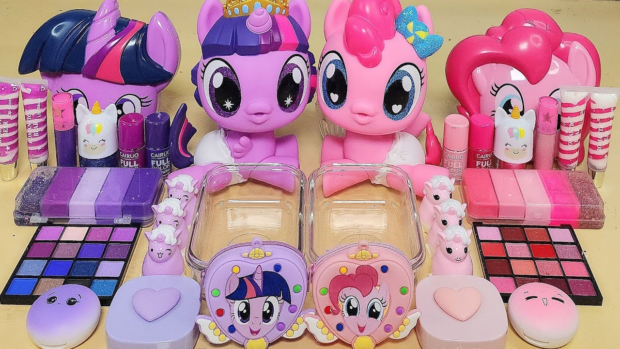 My Little Pony Purple vs Pink Slime Mixing Makeup,Parts Into Slime ...