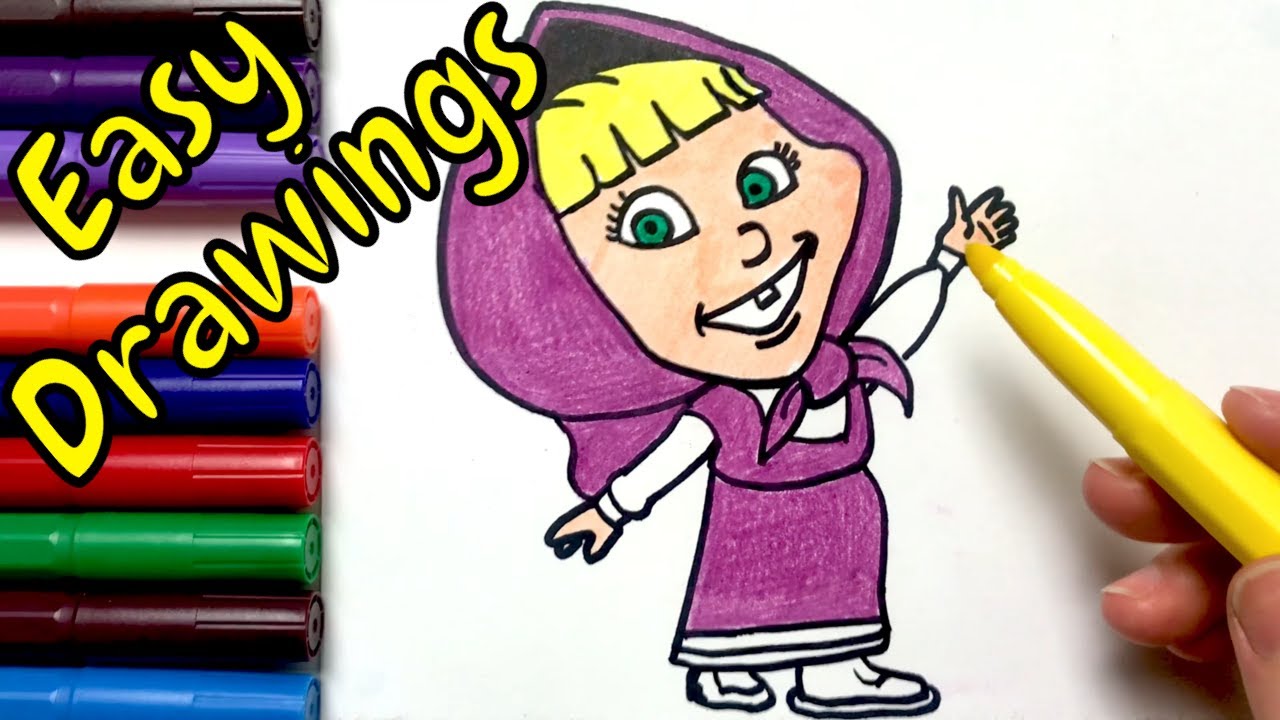 Easy Drawings | How to Draw Masha and the Bear | Draw Step by Step ...