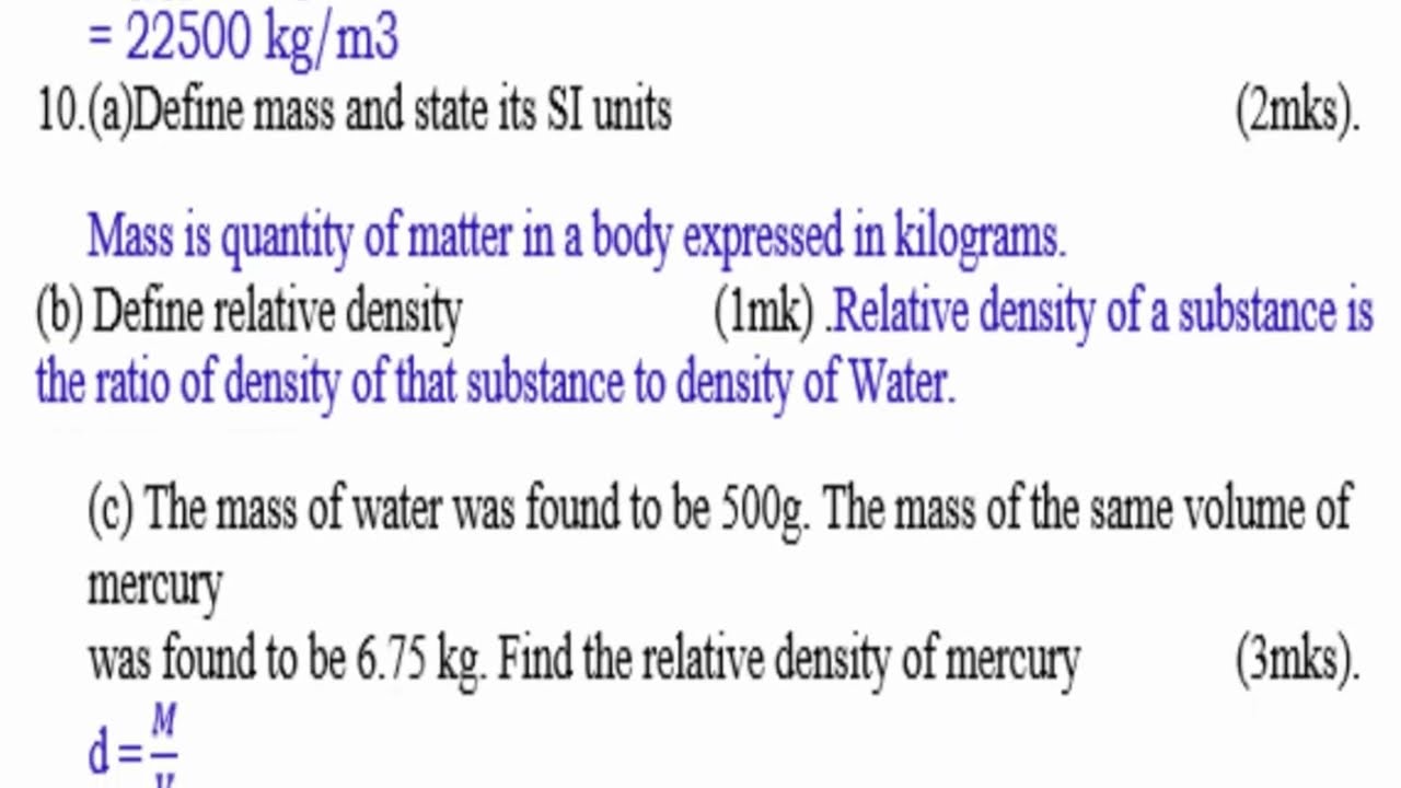 Physics Revision Form 1 Work | Physics Form one and 2 questions and ...