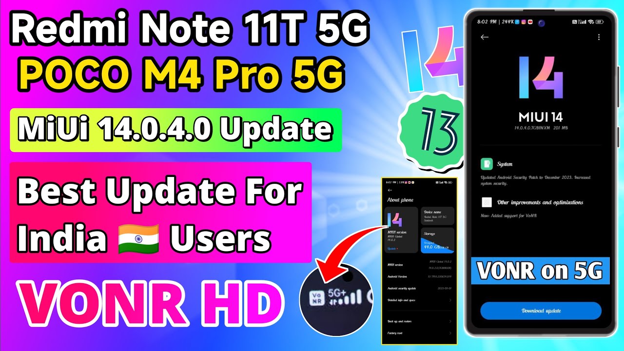 Redmi Note 11T 5G/ Poco M4 Pro 5G MIUI14.0.4.0 INDIA Rollout | Best Features |VoNR Hd Support ...