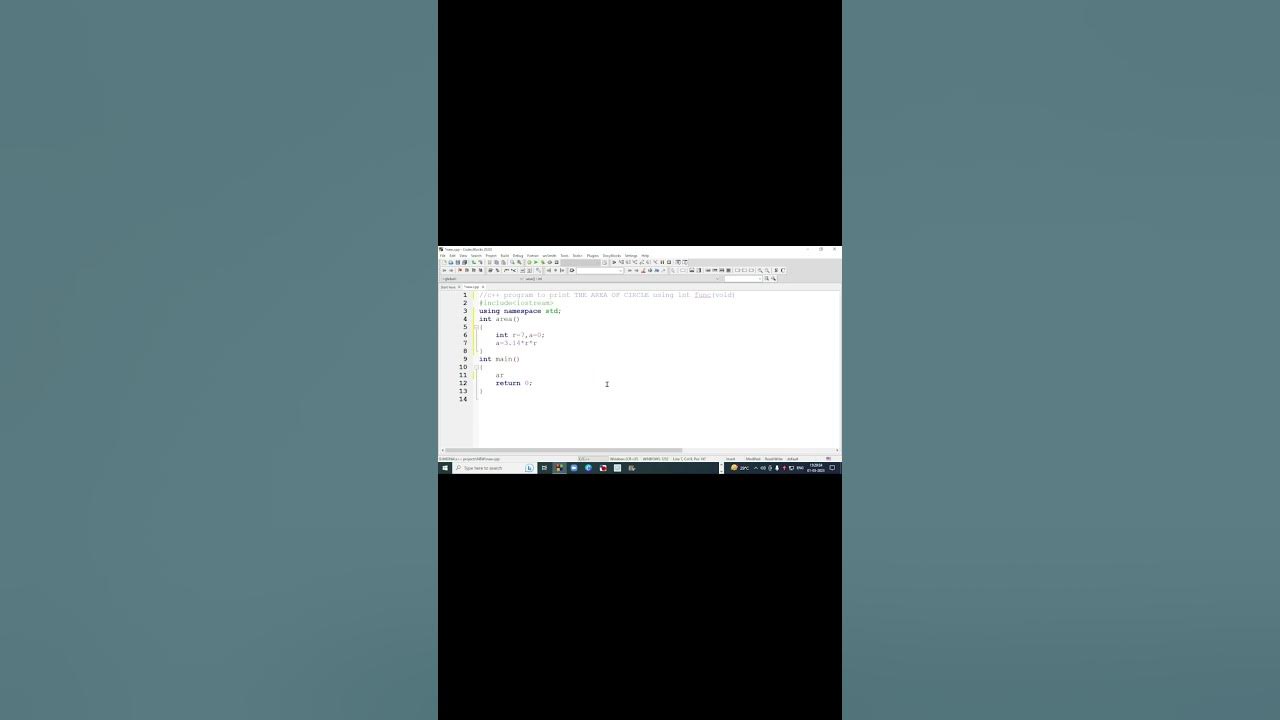 C Program To Print Area Of Circle Using Function Int Funvoid User Defined Function