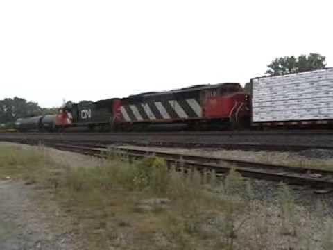 Long Retired CN SD50F and Three GP9s at Night! - YouTube