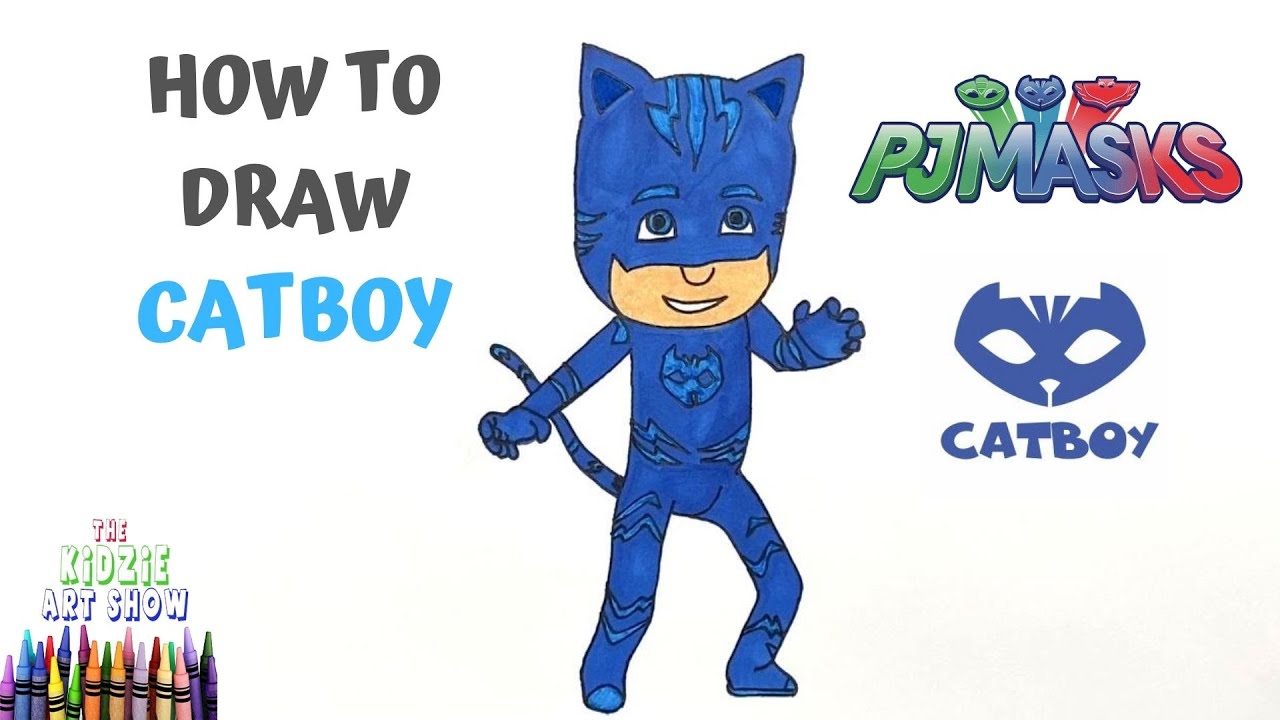 How to draw Catboy from PJ Masks step by step easy. Drawing tutorial of ...