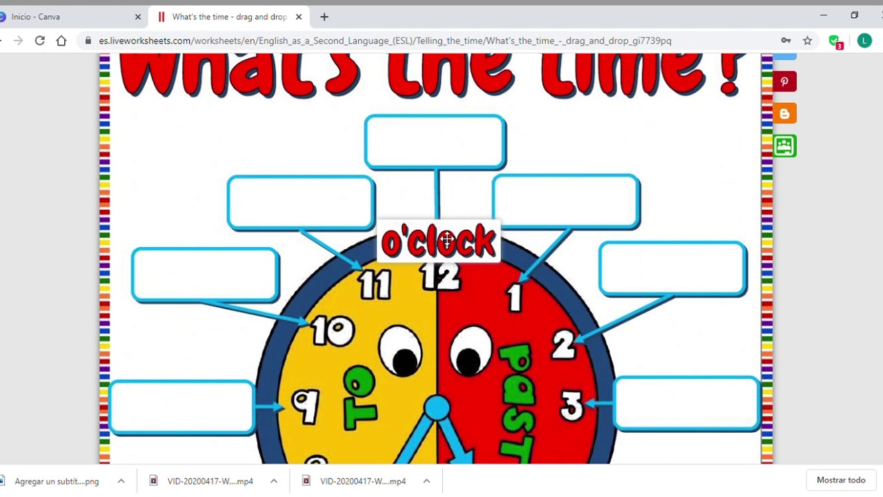 What's the time drag and drop Ficha interactiva Google Chrome 2020 04 ...