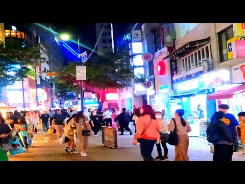 Seoul Night walk 4k-Night Walk🍜Night Walk in myeongdong Food street ...