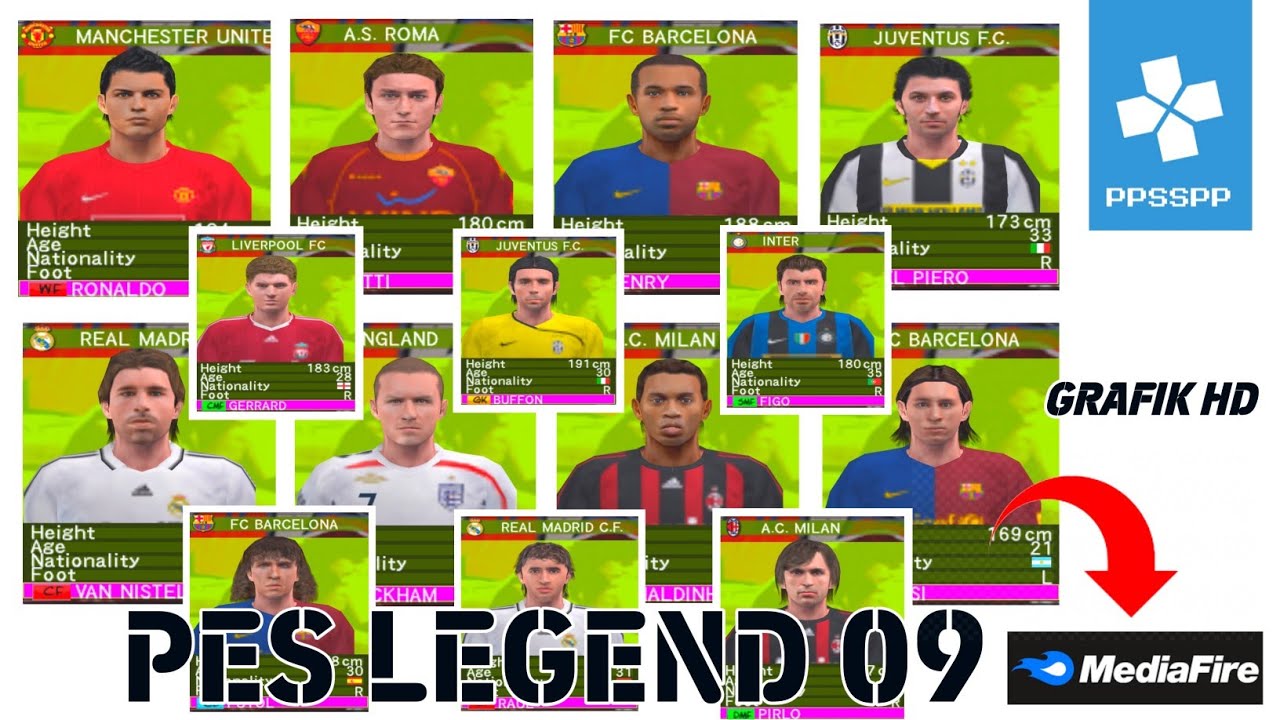 NOSTALGIA KEMBALI‼️ Pes Legend (2009) PPSSPP Graphics HD Offline Real ...